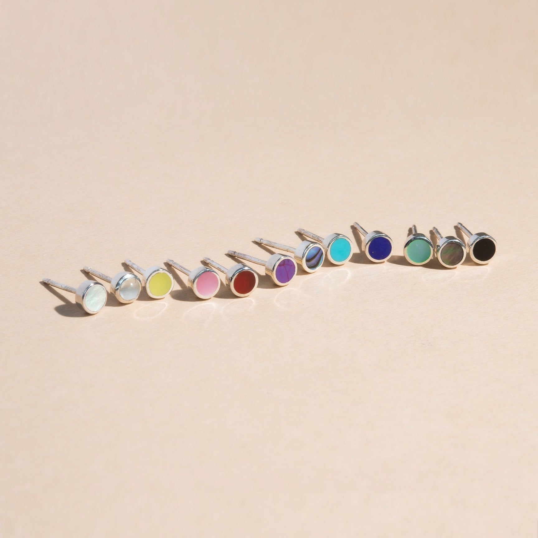Mini Stone Silver Earring Studs | Boma Jewelry