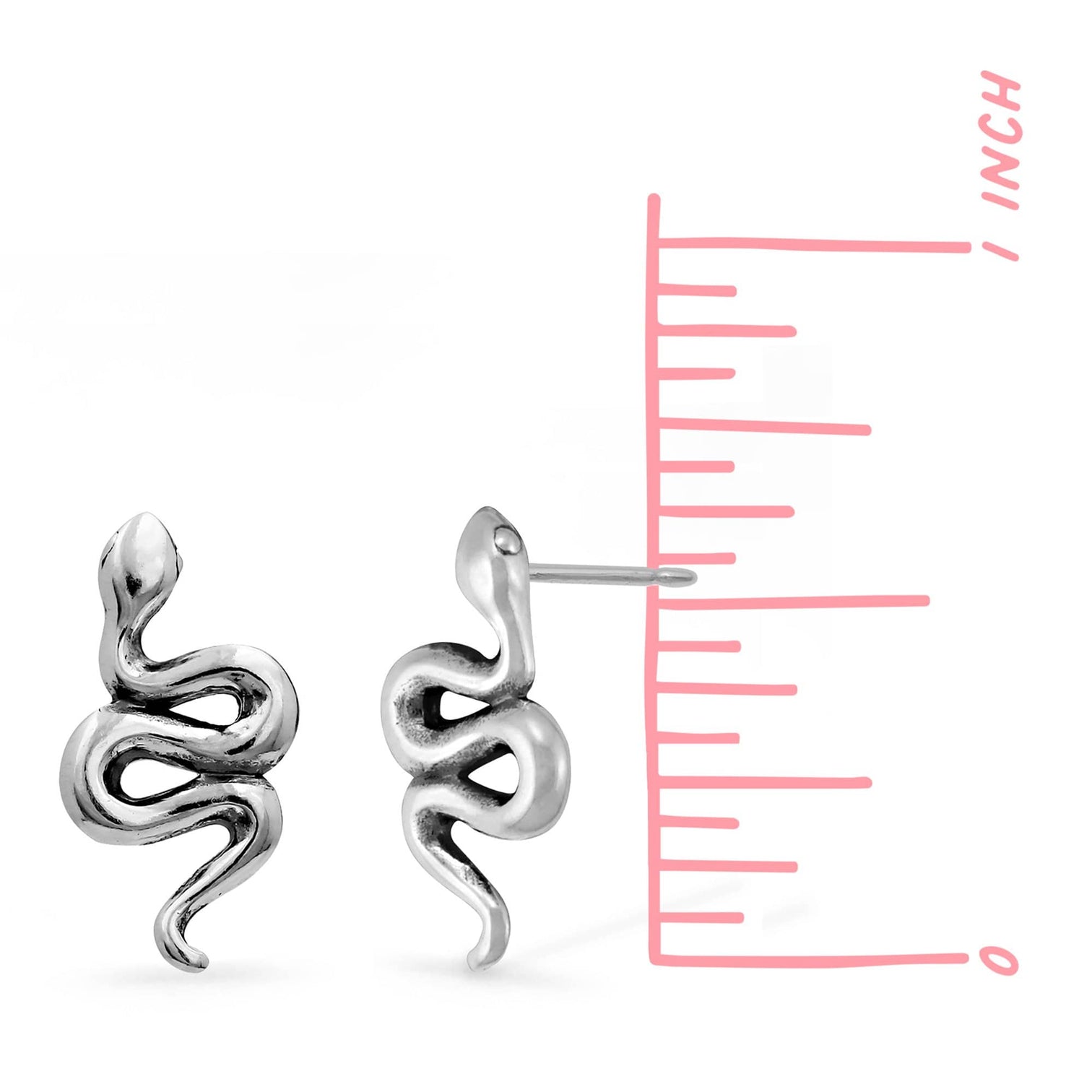 Snake Shaped Earrings Studs | Slithering Snake Studs | Boma Jewelry